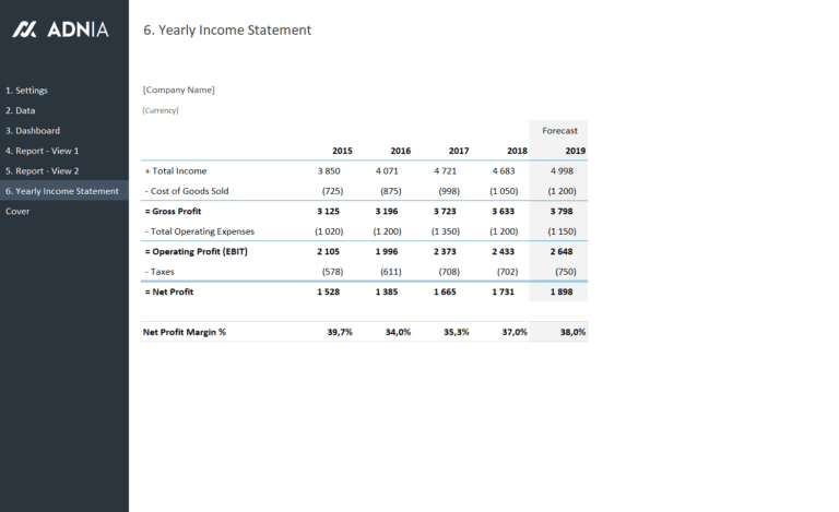 Yearly Financial Report Template | Adnia Solutions