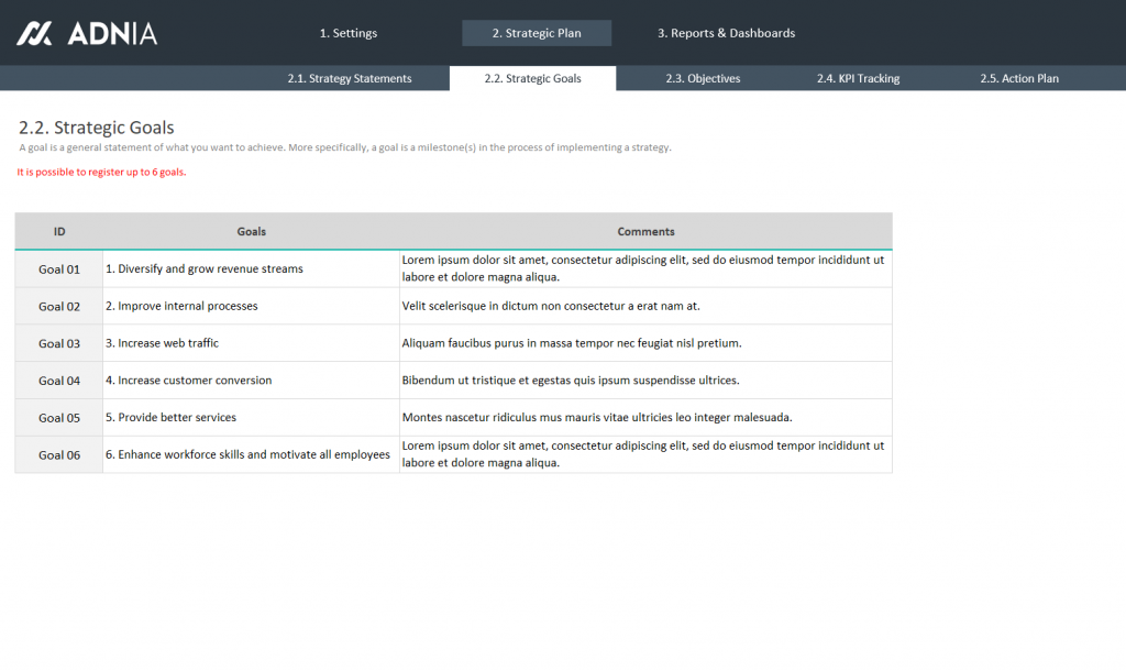 Strategic Plan Template Excel | Adnia Solutions Strategic Plan Template Excel | Adnia Solutions