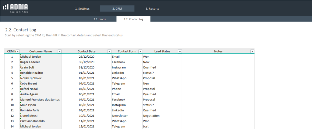 CRM Excel Spreadsheet Template 3.0 | Adnia Excel Templates CRM Excel Spreadsheet Template 3.0 | Adnia Excel Templates