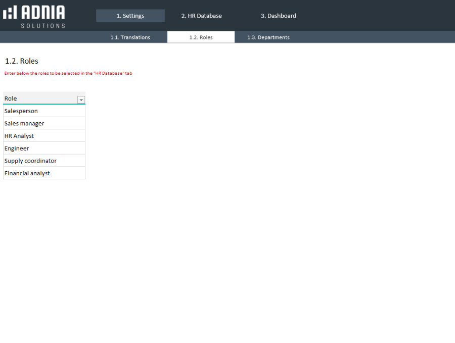 HR Database Excel Template Adnia Solutions