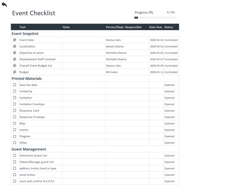 Free Event Checklist Template Adnia Solutions