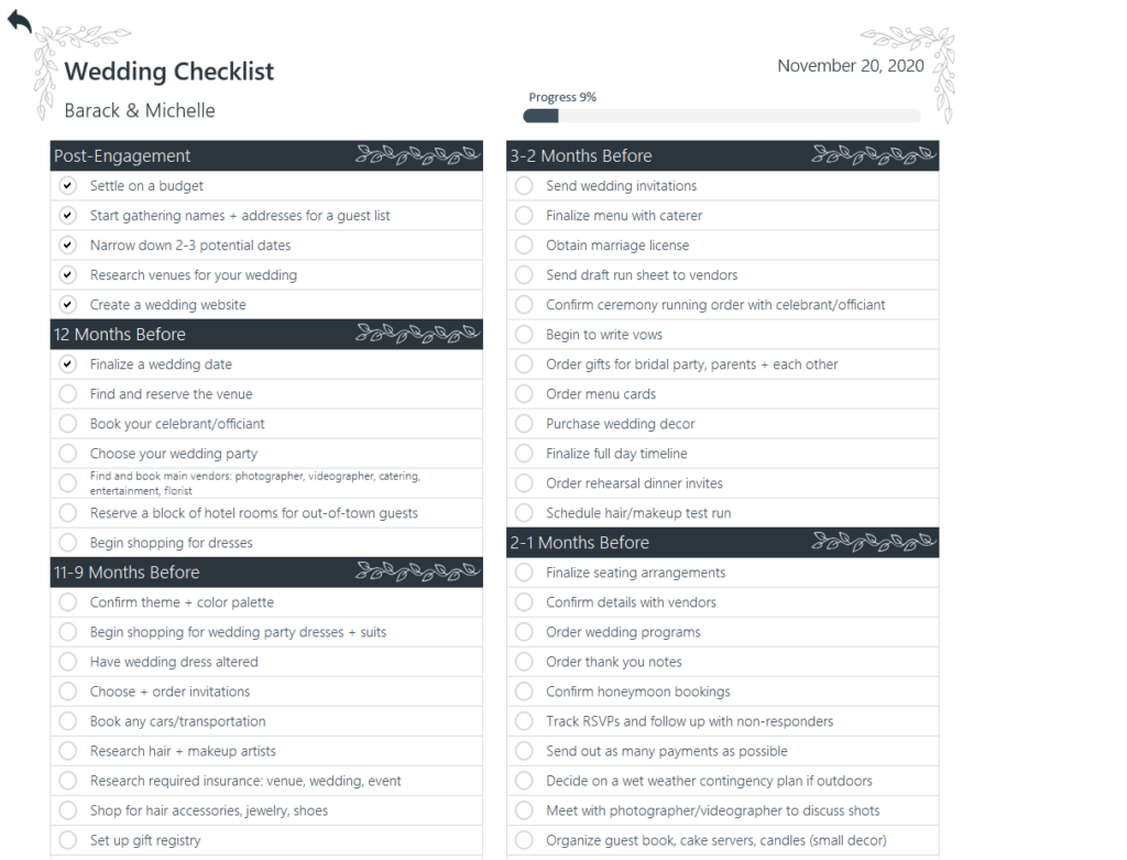 Free Wedding Checklist Excel Template Adnia Solutions